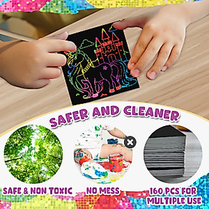 ZMLM Stocking Stuffers Gift for Kids - 165 Holographic Rainbow Scratch Paper Art Mini Notes Cards Bulk Party Favor Art Craft Supplies Toy for Girls Boys Birthday Christmas Halloween Box Gift