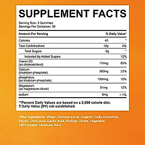 OVANKATA Calcium Magnesium Gummies with High Absorption 300mg Calcium 51mg Magnesium Citrate, Vitamin D3, Support for Bone, Leg Cramps & Muscles Relaxation, Vegan, 60 Gummies