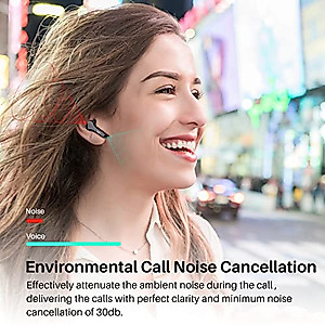 TOZO T9 True Wireless Earbuds Environmental Noise Cancellation 4 Mic Call Noise Cancelling Headphones Deep Bass Bluetooth 5.3 Light Weight Wireless Charging Case IPX7 Waterproof Headset Black