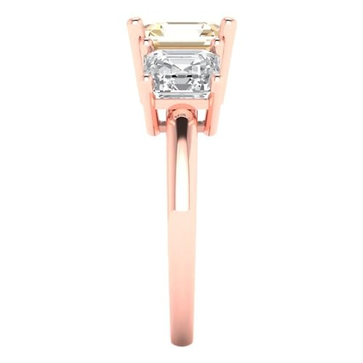 3.25ct Sq Emerald cut 3 stone Solitaire Natural Brown Morganite Engagement Promise Anniversary Bridal Ring 18K Rose Gold 4