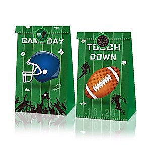aukeoss 24 Packs Football Bags,Sports Day Party Bags,Biscuit，Cakes,Chocolates,Candies Snack Packaging Paper Bags for Birthday Party