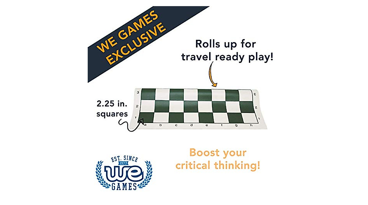 Tournament Roll Up Chess Board & Bobby Fischer Chess Pieces | WE Games
