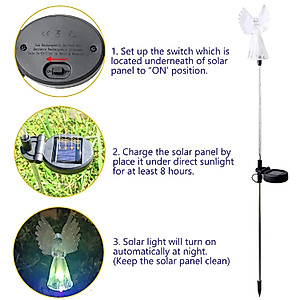 MIBUNG 4 Pack Solar Angel Lights Outdoor Decor,Solar Powered Color Changing Angel Easter Stakes Decorative Memorial Lights Garden Yard Lawn Pathway Grave Cemetery Decoration,Valentine's Day Women Gift