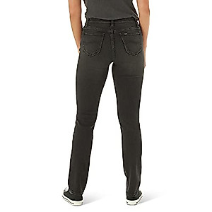 Lee Women's Ultra Lux Mid-Rise Slim Fit Straight Leg Jean, Black, 10
