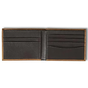 ARIAT Men's Genuine Leather Bifold Wallet, USA Flag Patch, Medium Brown, 3-1/2" x 4-1/4"