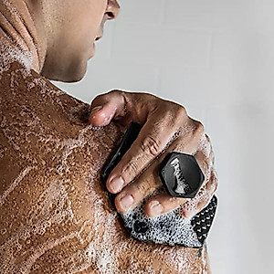 Tooletries - Body Scrubber & Storage Hook - Silicone Toiletry Organizer, Shower & Bathroom Accessory - Features Silicone-Grip Technology, Removable & Reusable - Charcoal