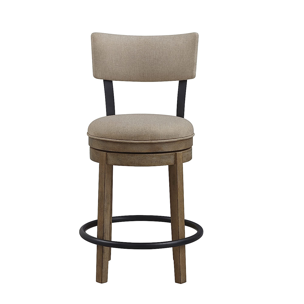 Ball & Cast Rustic Swivel Counter Stools Kitchen Barstool 24" Seat Height Wooden Frame Stool Chair, Taupe