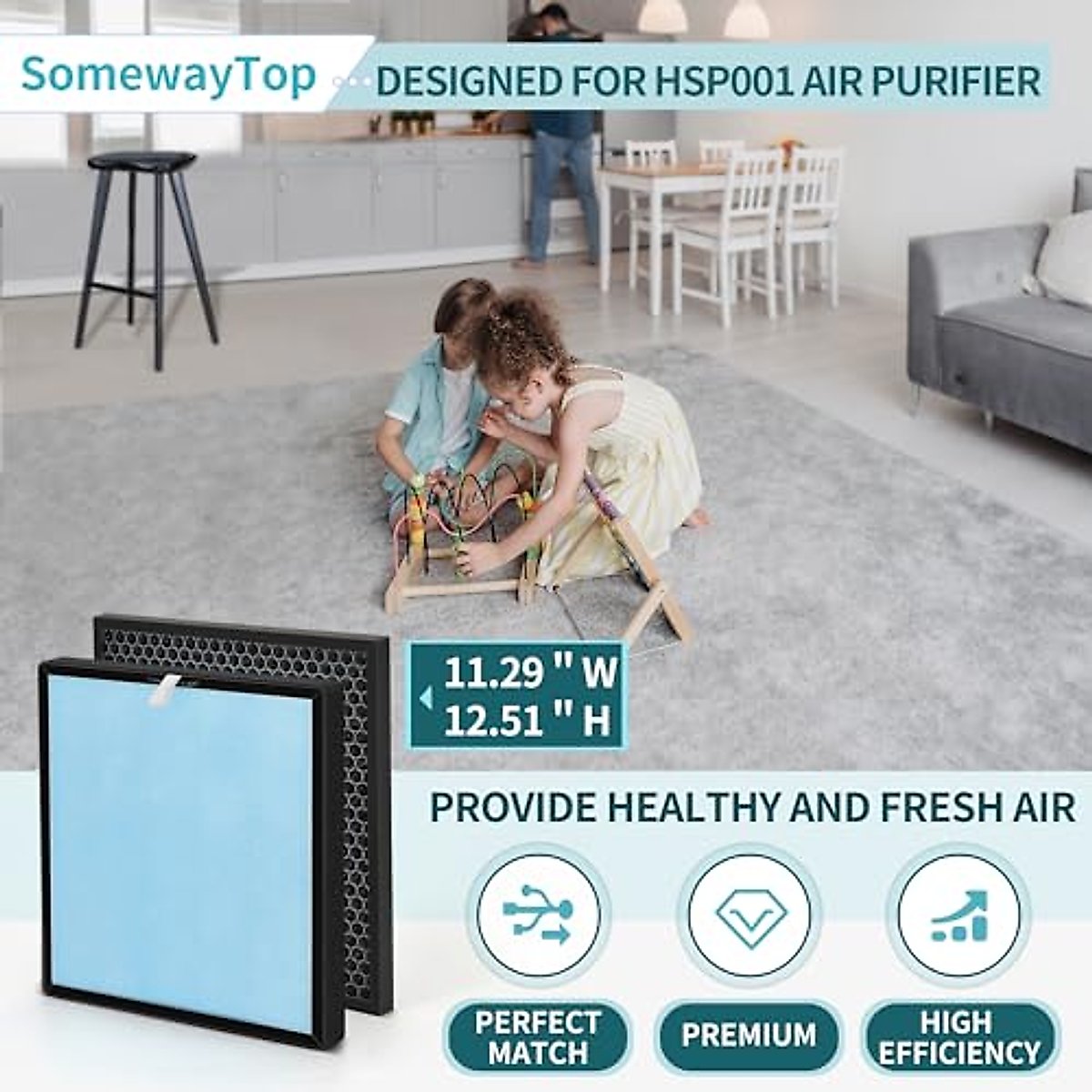 [2 SETS] Air Replacement Filter Set Compatible with HSP001 Air Filters True Air Clenaer for Home, H13 HEPA, HEPA Pre-filter,Carbon and Pre-filter 4