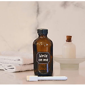 Nevlers 18 Pack 8 oz Amber Glass Bottles with Caps | The Brown Leak Proof Glass Bottles Includes Caps, Funnel, Brush, White Marker and Labels to Easily Identify the Contents