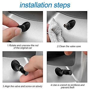 4PCS Moly Magnolia Tire Stem Valve Caps Wheel Valve Covers Car Dustproof Tire Cap, Leak-Proof Air Protection Fits Cars, Trucks, Bikes, Motorcycles, Bicycles, Hexagon Shape Design (Gray)