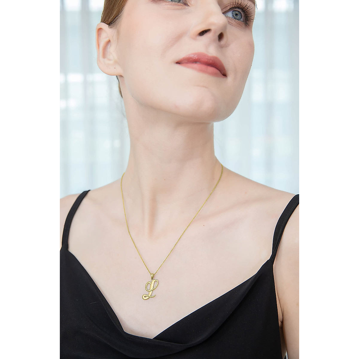 GemStar USA Yellow Gold Flashed Sterling Silver I Letter Initial Alphabet Name Personalized 925 Silver Pendant Necklace