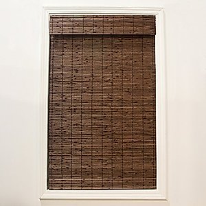 Radiance 2216312E Cordless Dockside Flatstick Bamboo Roman Shade, Cocoa, 35 in. W x 64 in. L