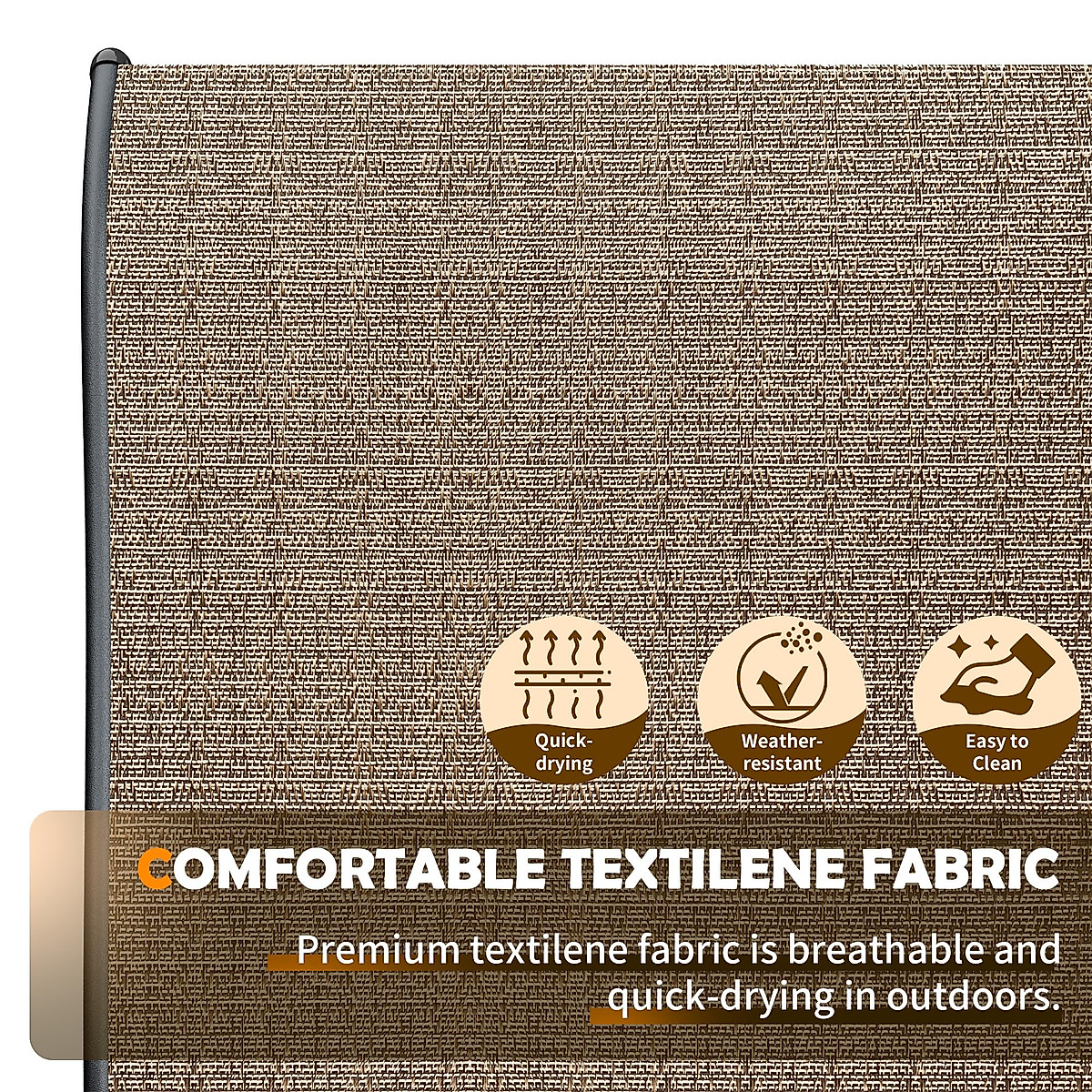 UDPATIO Patio Stackable Chairs Set of 2, Outdoor Dining Chairs with All Weather Breathable Textilene, High Back Metal Frame for Lawn Garden Backyard Deck, Brown