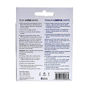 Zeiss Pre-Moistened Lens Cleaning Wipes - Cleans Bacteria, Germs and Without Streaks for Eyeglasses and Sunglasses - (50 Count)