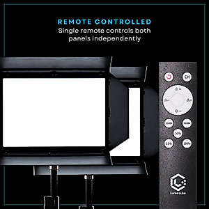 Lume Cube Studio Panel 2-Point Lighting Kit | Edge Lit LED Bicolor Light Panels 3200k - 5600k | Rechargeable Lithium Battery, Adjustable Color, Brightness, 70" Stands, Wireless Remote Included