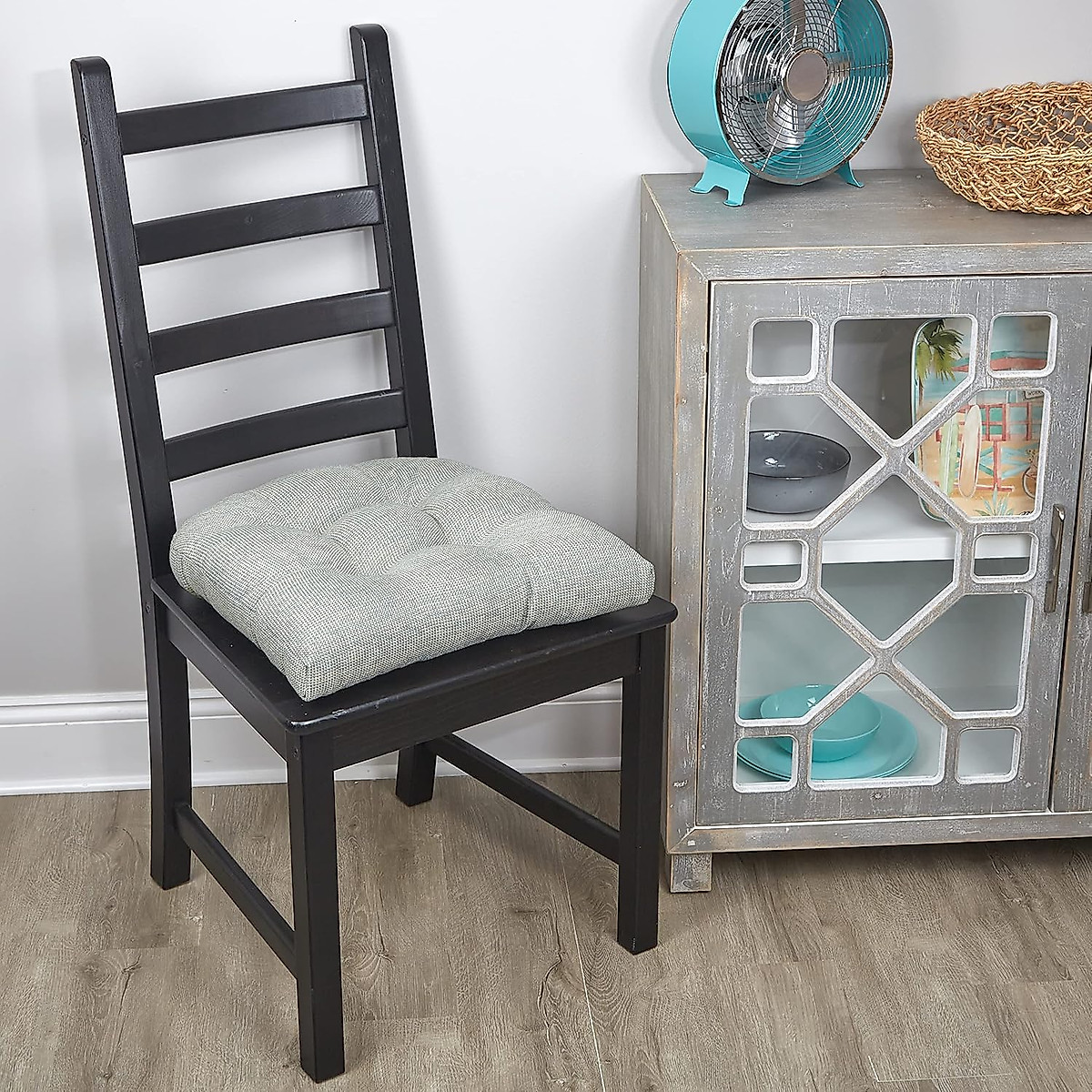 Klear Vu Gripper Overstuffed Universal Non-Slip Dining Chair Cushions for Kitchen Decor or Office Use, U-Shaped Skid-Proof Seat Pad, 17x17 Inches, 2 Count (Pack of 1), Solid Spa Green