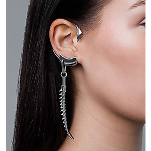L'VOW Cyber-punk Non-Piercing Wrap Earrng Cuff Unisex Around Ear On Cartilage Silver Earring Jewelry Accessories Cyborg(Style3-Silver)