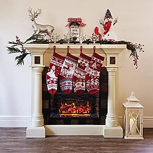 chfine Christmas Stockings,4 Pack 18 Inches Red Large Personalized Christmas Stockings Fireplace Hanging Decorations for Family Holiday Season
