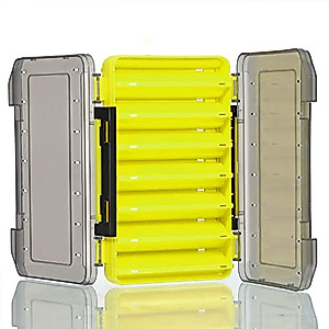 PATIKIL Two Sided Fishing Lure Storage Box Plastic Fish Tackle 14 Grids Container Organizer, Yellow
