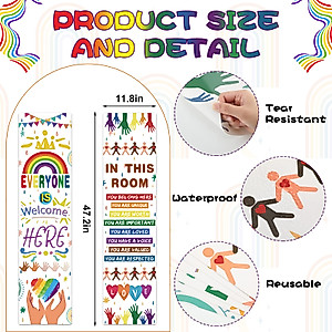 Estune 2 Pcs Welcome Banner and Poster for Teachers Rainbow Diversity Posters for Classroom Inclusive Classroom Decor for Bulletin Board Elementary Pre Middle High School Wall Sign, 11.8 x 47.2 Inch