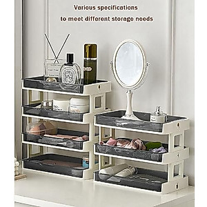 Cosmetic storage box acrylic simple multi-layer rack, bedroom dresser bathroom bathroom skin care drawer pull-out organizer shelf (3-layer, black)