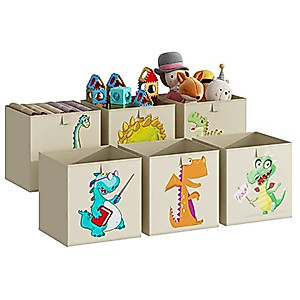 Wisdom Star Toy Chest, Removable Divider Toy Storage Organizer, Animal 11 Inch Fabric Storage Cube Bins, 6 Pack Storage Baskets for Shelves, Cube Storage Boxes for Organizing Closet Bins