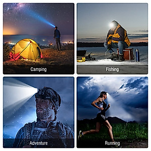 BORUIT rj-3000 LED Green Headlamp Rechargeable Hunting Head Lamp Super Bright 5000 Lumens 3 Modes Head Light IPX4 Waterproof USB Headlight for Adults Outdoor Fishing Camping