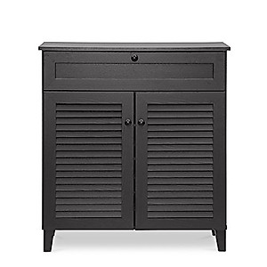 Baxton Studio Calvin Shoe-Storage Cabinet, Espresso