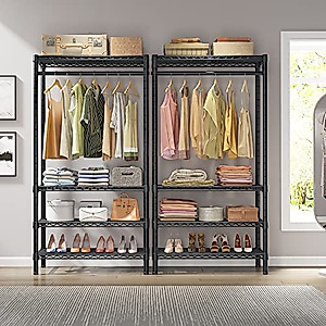 VIPEK V1S Wire Garment Rack 4 Tiers Heavy Duty Clothes Rack for Hanging Clothes Large Clothing Rack Freestanding Closet with Hanging Rod, 35.4'' L X 15.7'' W X 70.9'' H, Max Load 500LBS, Black