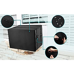 Yesland Window Air Conditioner Cover Outdoor, 25.5''W x 21''D x 17''H Outside Window AC Unit Cover with 2 Adjustable Straps, Black Large Window A/C Cover Bottom Covered AC Covers for Winter