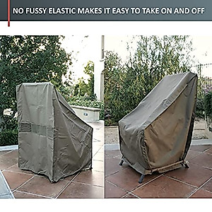 Premium Tight Weave Patio High Back Outdoor Chair Covers set of 4 with Adjustable Peel and Secure Fastener Strips Covers Furniture up to 42" H in Taupe