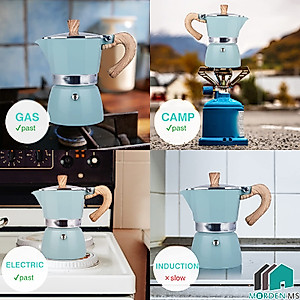 MORDEN MS Moka Pot Stovetop Espresso Maker 3 Cup - 5 oz Italian Coffee Maker, Manual Cuban Coffee Percolator Machine Italian Espresso Greca Coffee Maker for Cappuccino or Latte