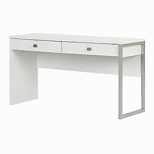 South Shore Interface Modern Simple Design Computer Desk with 2 Drawers, Pure White