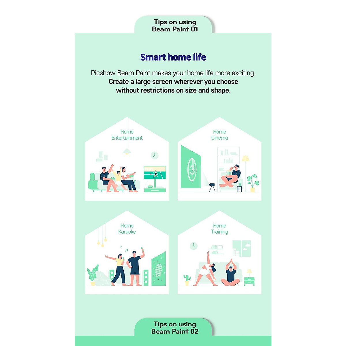 PICSHOW Beam Projector Screen Paint Basic - High Definition, 1200gram, Light Gray