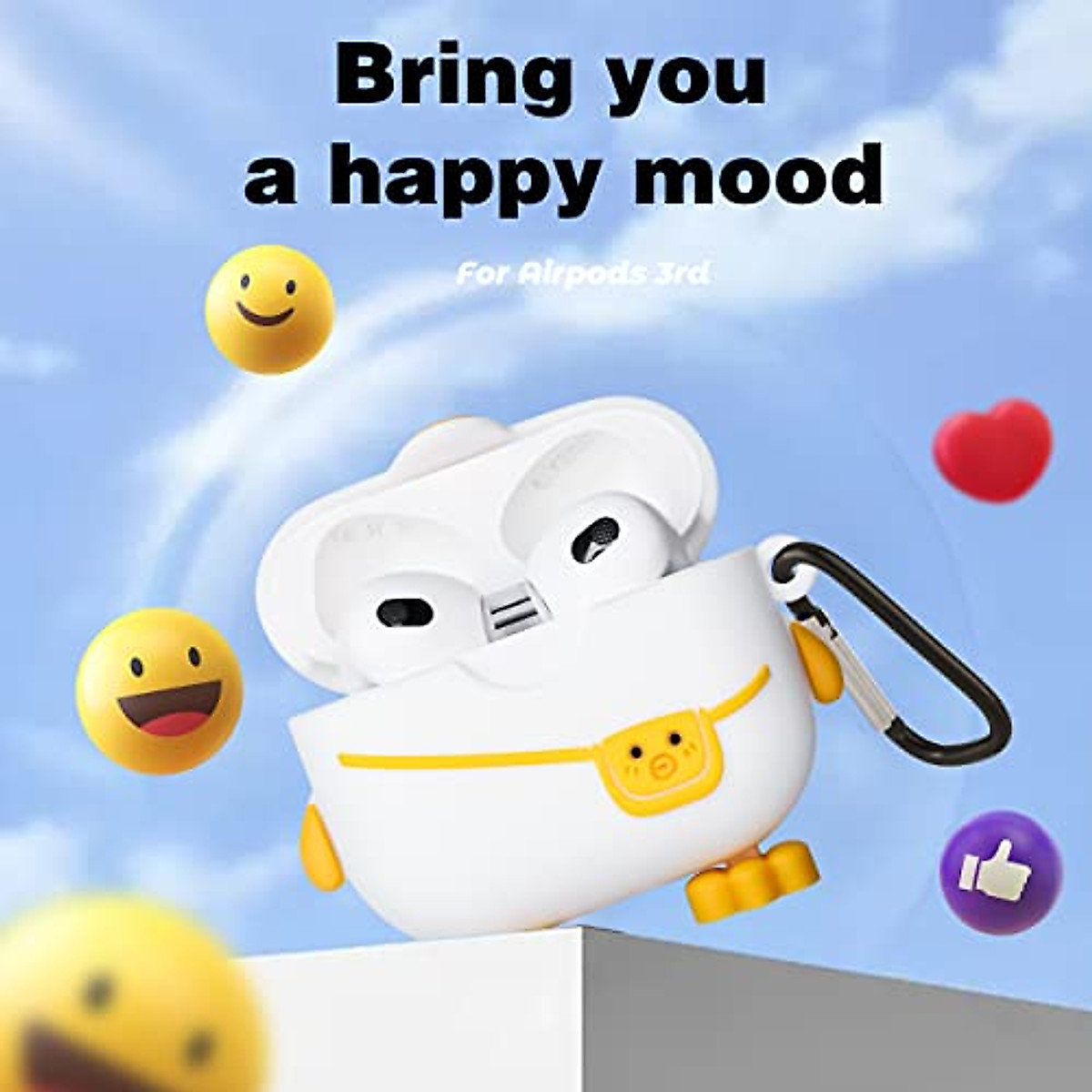 Mulafnxal for Airpods 3 3rd Generation Case Cute 3D Lovely Unique Cartoon for Airpod 3 Silicone Cover Fun Funny Cool Design Fashion Cases for Boys Girls Kids Teen for Air pods 3 (2021) (White Duck)