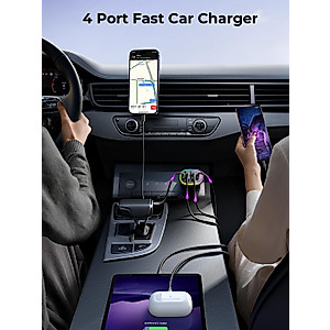 70W 4 Port Super Fast USB C Car Charger Adapter - A Must for Family Travel