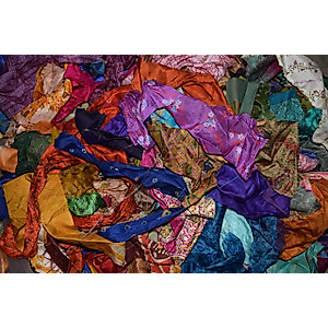 100g Silk Fabric Scraps, Recycled, Upcycled, Waste Remnants, Mystery Bag Lot, Mixed Fabric, Silk for Nuno