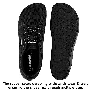 Geweo Barefoot Shoes Women Minimalist Sneakers for Men Extra Wide Toe Box Zero Drop Sole Flat Running Walking Footwear Weightlifting Size 11.5 Women/10 Men Casual Breathable Lightweight Black 43