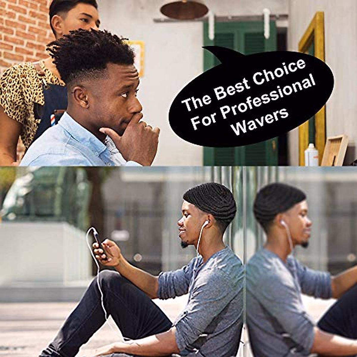 2Pcs Wave Cap Silky Stocking Wave Caps for Men, Good Compression Over Durag(Blue+Black)