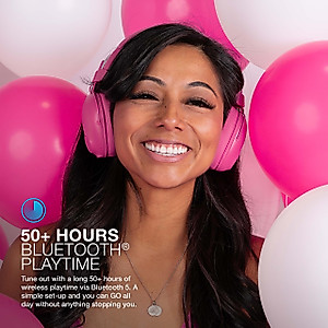 JLab Studio Pro Bluetooth Wireless Over-Ear Headphones, 50+ Hour Bluetooth 5 Playtime, EQ3 Sound, Ultra-Plush Faux Leather & Cloud Foam Cushions, Track and Volume Controls, Pink