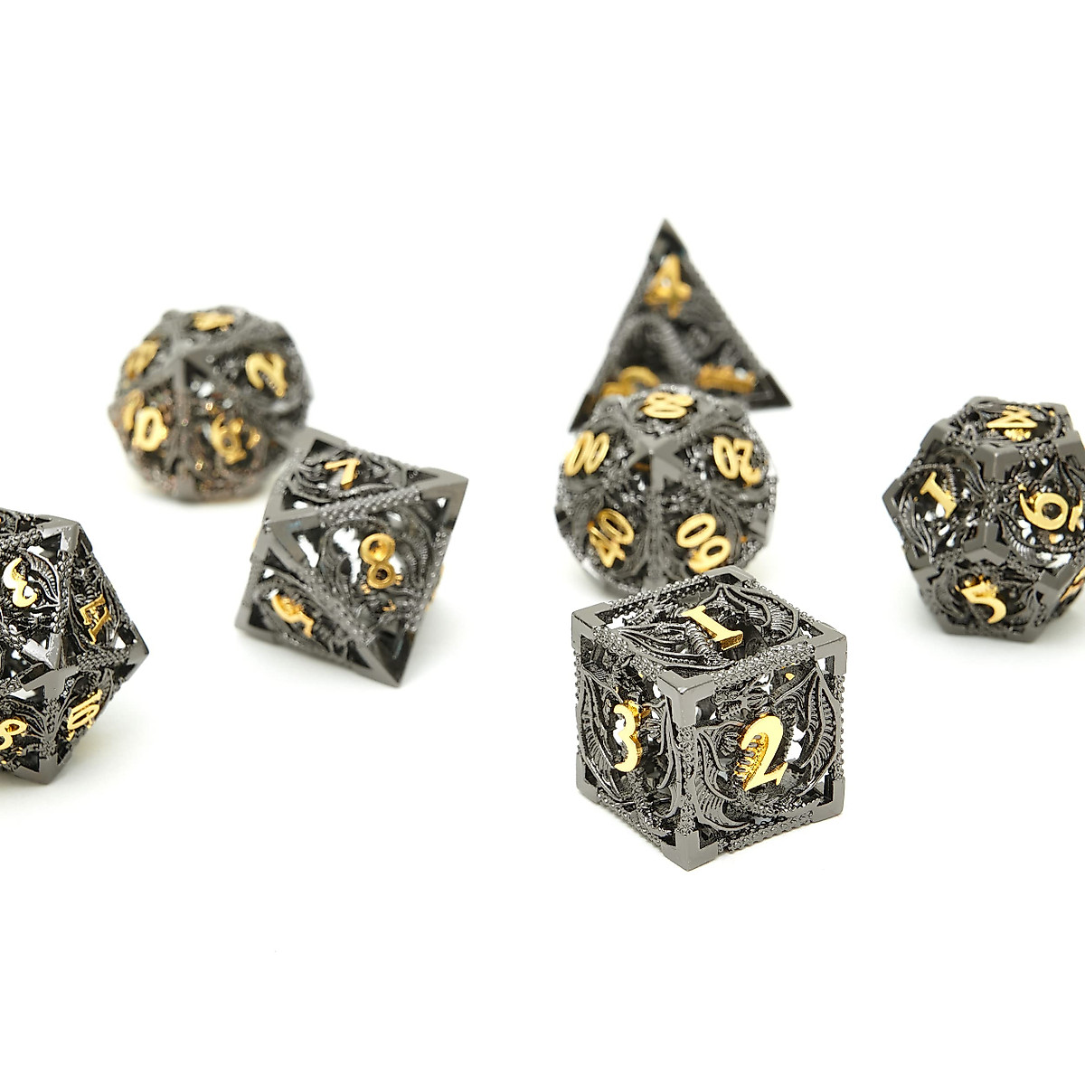 DND Dice Set Metal Dice Dungeons and Dragons Dice Gift Polyhedral Dice Set D&D Role Playing Dice D20 Hollow Polyhedral Dice Set for Dungeons and Dragons RPG MTG Table Games