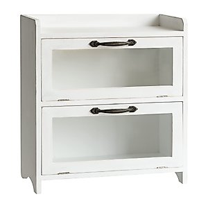 COLLECTIVE HOME - 2 Tiered Storage Cabinet, Countertop Cabinet, Wood Organizer for Kitchen Living Room Bedroom Office, 15.75 x 14.5 x 6.5 (no Pattern, Double Door, White)