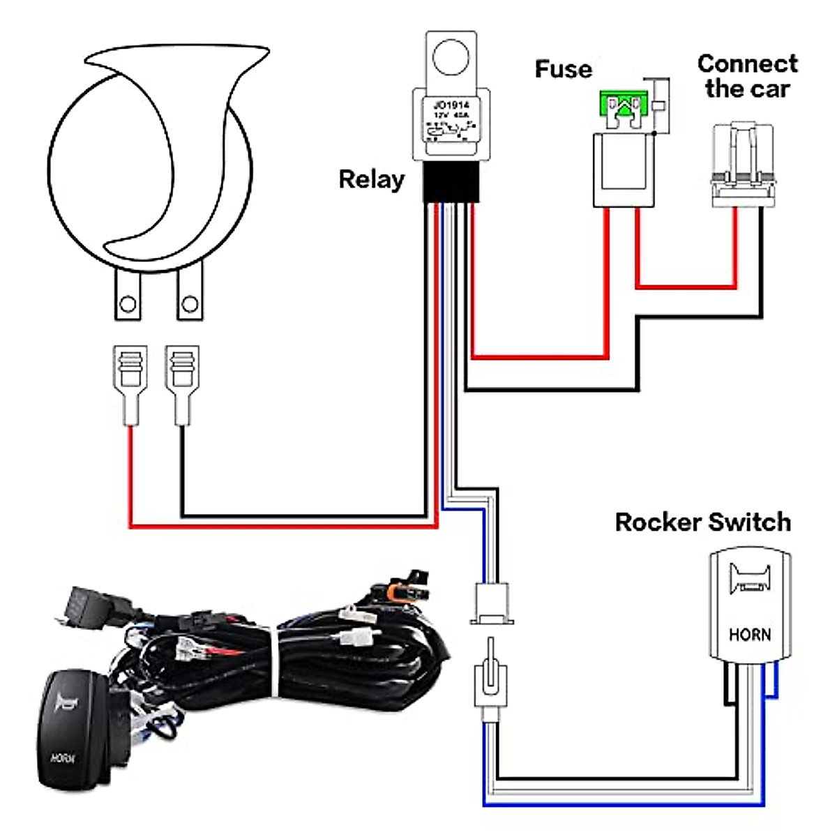 UTV Horn Kit, RZR Horn Kit with Rocker Switch 12V for Polaris RZR Ranger,Ranger PRO XP, Can Am,UTV Accessories