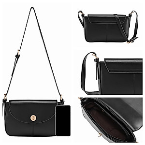 Ayliss Women Crossbody Handbag Purses Shoulder Handbag PU Leather Fashion Vegan Classic Envelope Saddle Purse Bag (Black)