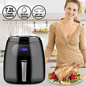 SUPER DEAL 7.6 QT Air Fryer Oven Cooker with 7 Cooking Presets Auto Shut off & Timer Dishwasher Safe Parts Recipes & CookBook, 1700W, Black