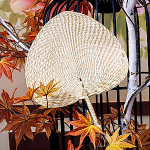 GUITU Natural Raffia Fans, Whole Leaf, Handmade Bamboo Fan, Palm Leaf Handheld Fans, A Must-Have Fan for Hot Summers Exquisite Handicraft(2pcs)