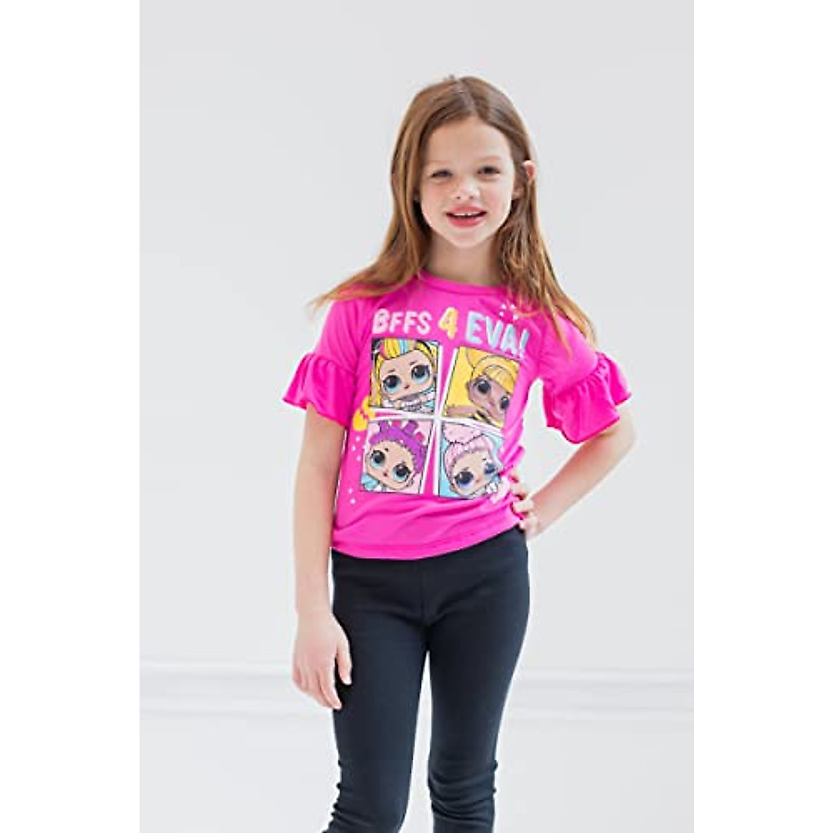 L.O.L. Surprise! 80s B.B. Roller Sk8er Queen Bee Touchdown Big Girls T-Shirt Legging Pink 14-16