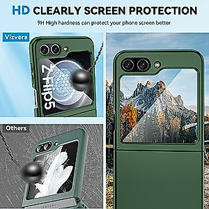 Vizvera for Samsung Galaxy Z Flip 5 Case with Screen Protection, Flip z 5 Slim HD Clearly Case Anti-Scratch Shockproof Phone Case for Galaxy Z Flip 5 (2023)-Green