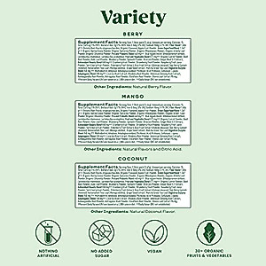 Bloom Nutrition Green Superfood Stick Packs | Super Greens Powder Juice & Smoothie Mix | Complete Whole Foods, Organic Spirulina and Chlorella, Probiotics, Digestive Enzymes, & Antioxidants (Variety)