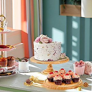 Yesland Wood Cake Turntable 13 Inch Cake Stand Rotating, Rustic Tabletop Round Cupcake Pedestal Stand Farmhouse Bamboo Cakes Holder Tray for Wedding, Birthday, Parties, Restaurants